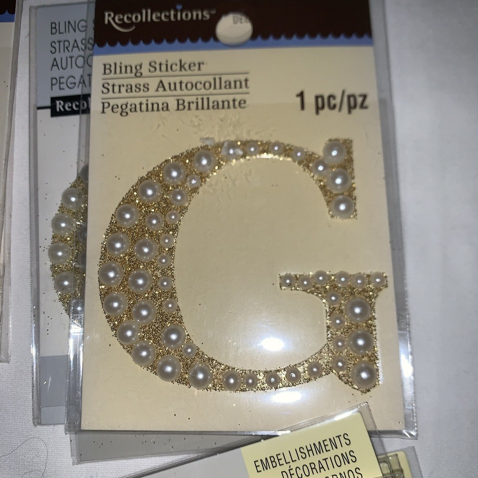 Recollections Bling Sticker Letter Gold (4) New Scrapbook Pearl (pick ...