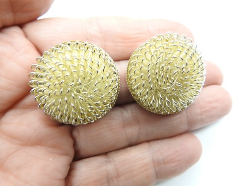 Silver Tone Spikey Wire Button Pierced Earrings Vintage | eBay