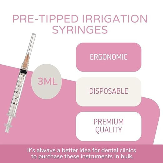 Britedent 3cc Dental Irrigation Syringes Pre-Tipped Luer (100/ Box) (27 ...