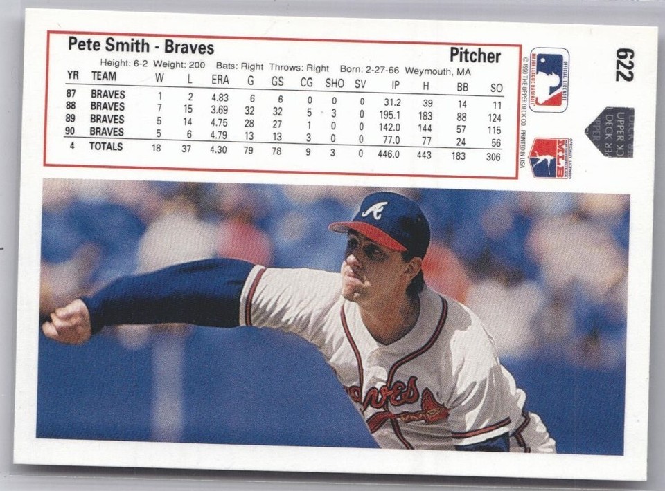 1991 Upper Deck Baseball #622 Pete Smith Card | eBay