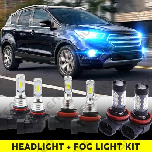 For Ford Escape 2019 2020 8000K LED Headlight High Low Beam Fog Light ...