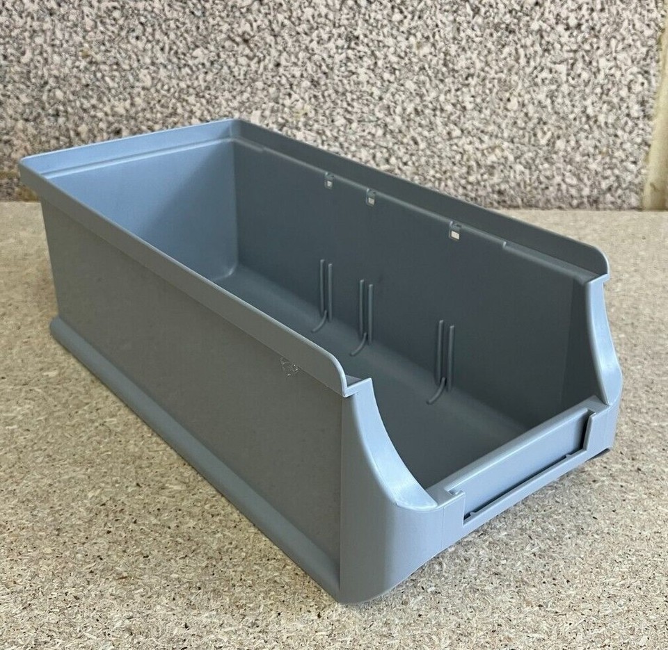 Hanging stacking plastic parts storage lin bins boxes garage workshop ...