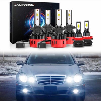 Fit Mercedes-Benz E350 E320 E550 -6x 6000K LED Headlight + Fog Light ...