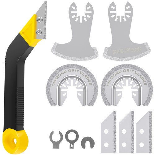 10Pcs Oscillating Tool Blades &Tile Grout Hand Saw Set Multitool Tool ...