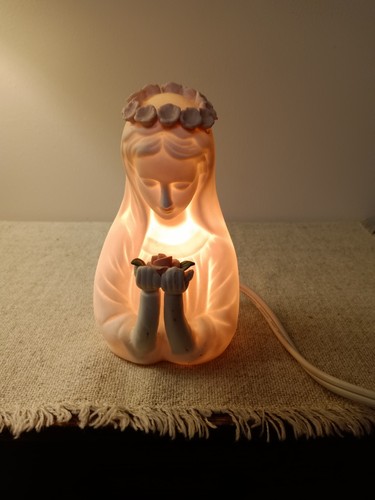 Vintage Porcelain Madonna Night Light, Pink Roses, Electric | eBay
