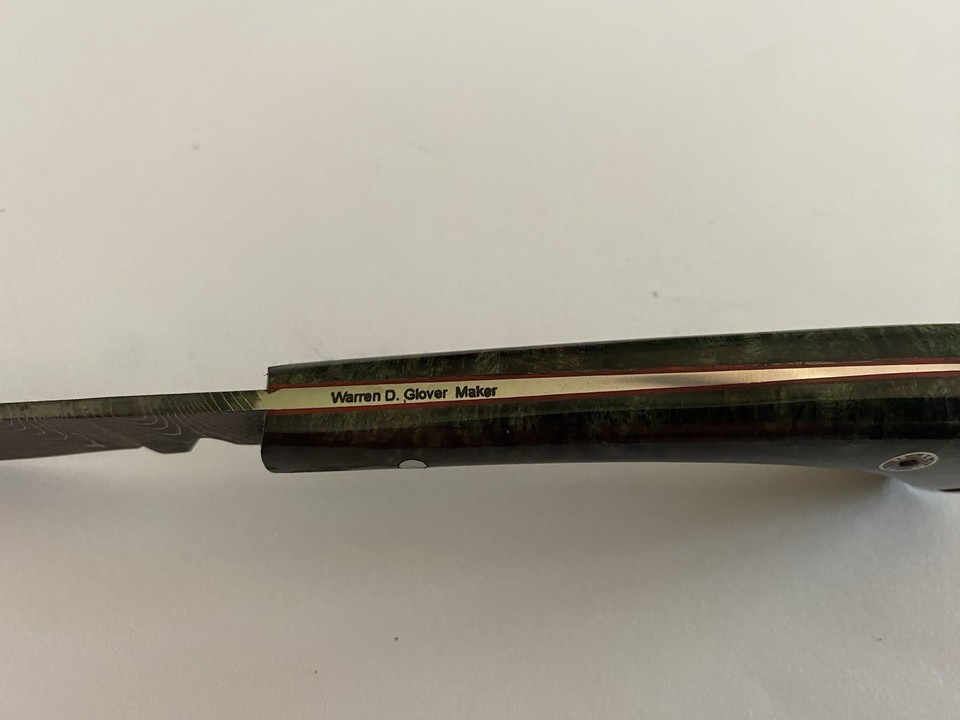 Warren D. Glover Small Bird & Trout Collectors Knife. Damascus Blade | eBay
