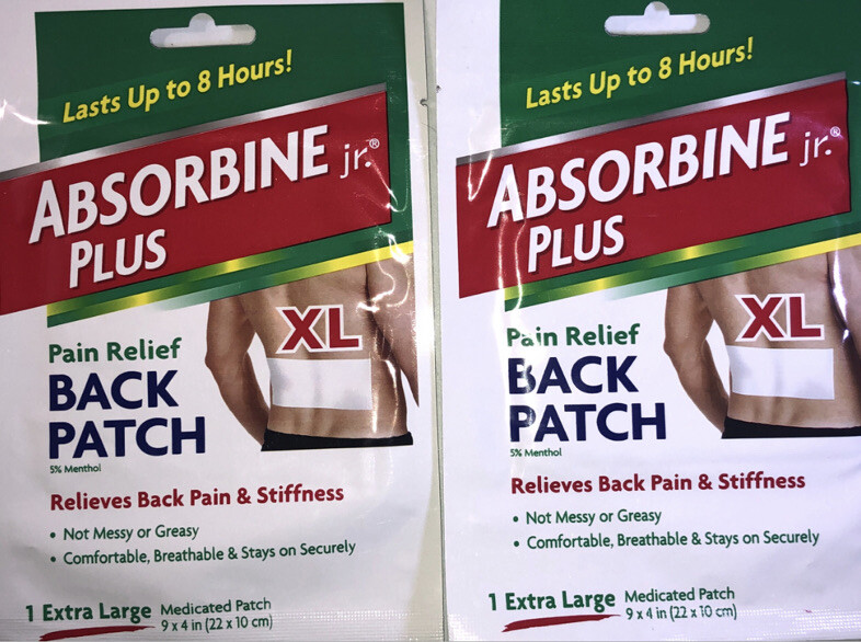 SHIP 24HR-2pk Absorbine Jr. Plus Medicated Pain Relief Back Patch-X ...