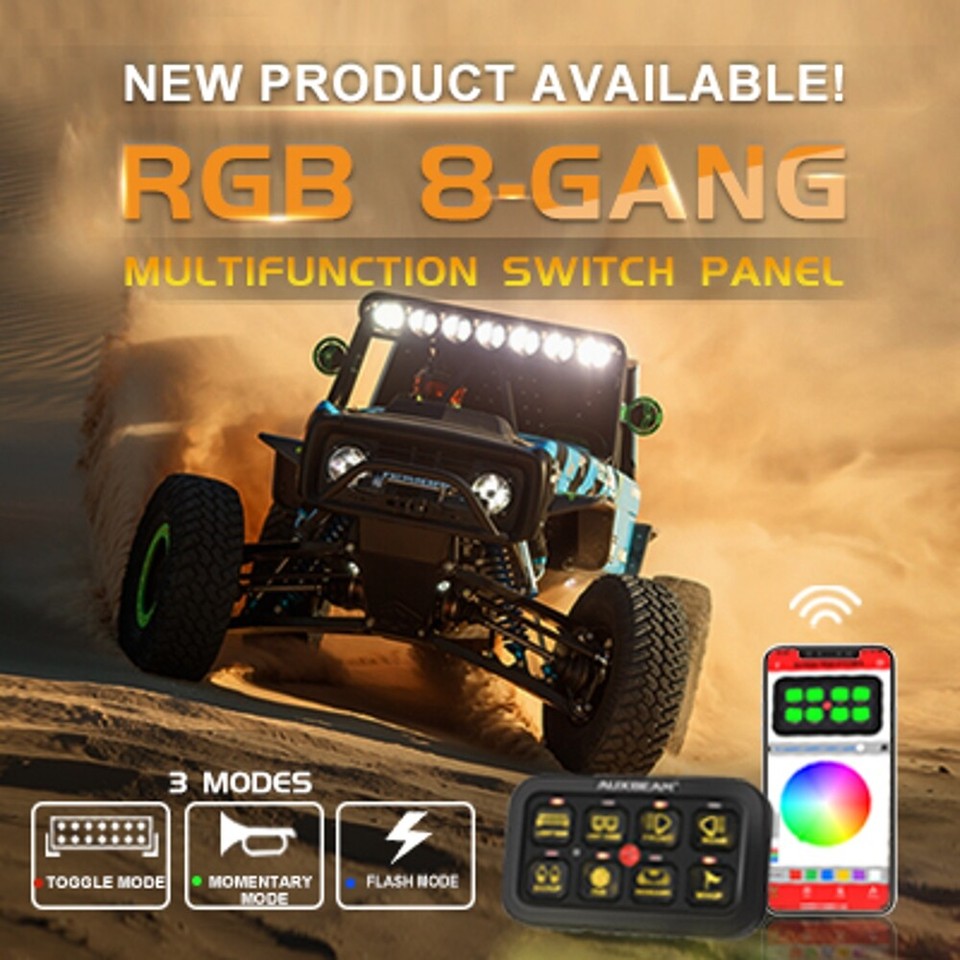 Auxbeam RGB 8 Gang Auxiliary Switch Panel for Offroad Lights Universal ...