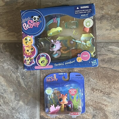 Littlest Pet Shop LPS Snorkelin’ Adventure #1352 & Seahorse BUNDLE NEW ...