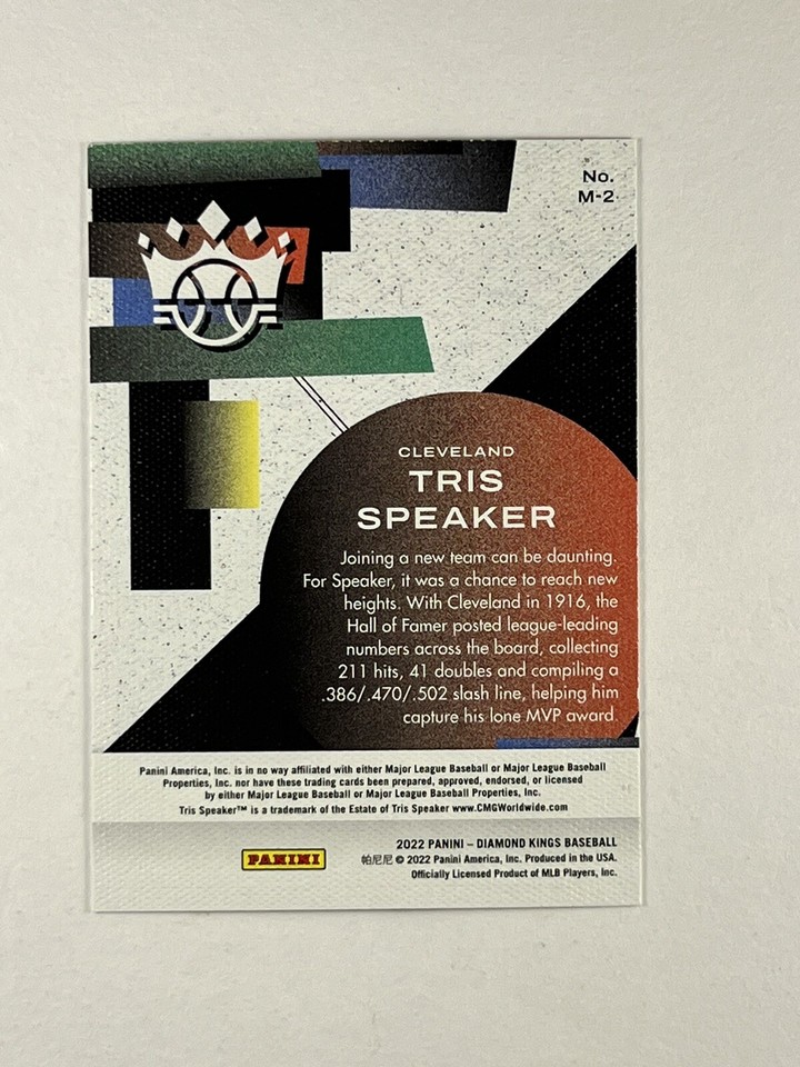 Tris Speaker 2022 Panini Diamond Kings Maestros #M-2 Cleveland Indians ...