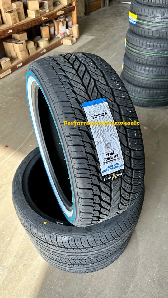 1 NEW 245/40-20 VOGUE Custom Built Radial BLUE WHITE SIDEWALL 245-40R20 ...