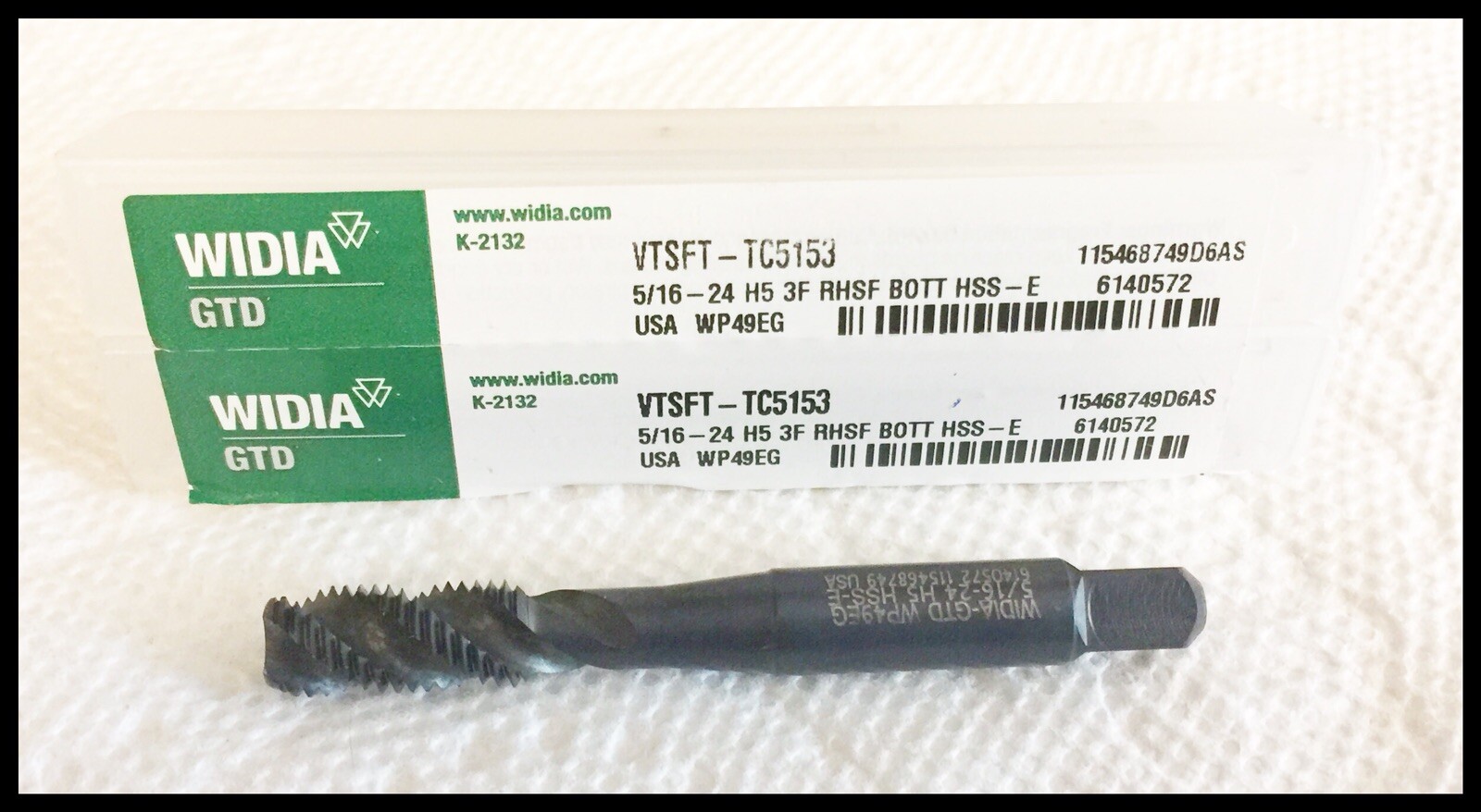 Widia GTD 5/16-24 H5 3-F Spiral Tap VTSFT-TC5153 WS39MG Bottom HSS 2 ...