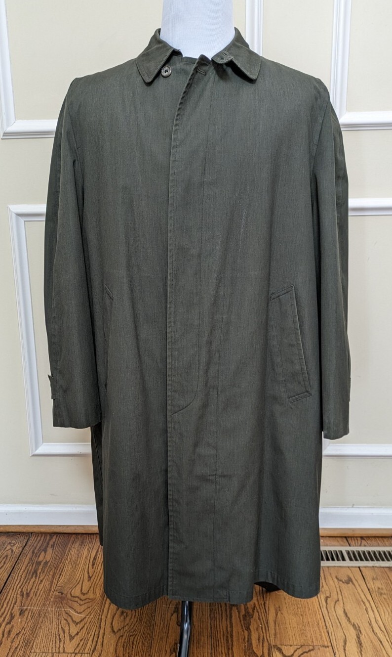 Vintage Sears Overcoat Kings Crown Raincoat Long Lini… - Gem