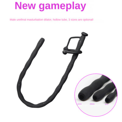 Male Plug Urethral Stretcher Dilator Enhancer BDSM Hollow Silicone ...