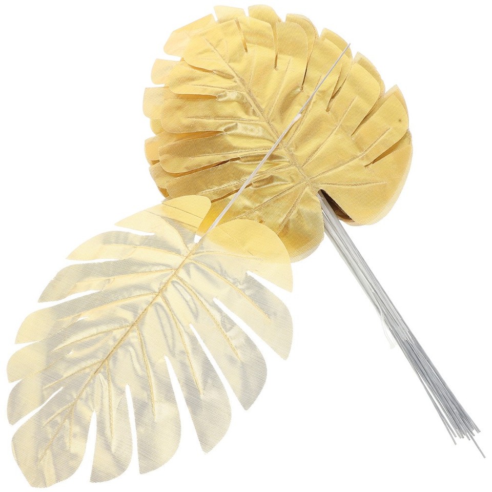 20 Pcs Golden Fake Leaves Simulation Monstera Turtle Leaves Artificial ...