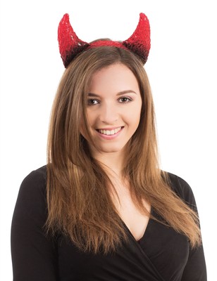 Adultes Cornes Diable Noir Rouge sur Bande Accessoire Déguisement ...