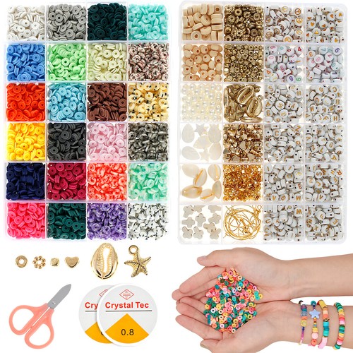 5905Pcs Clay Polymer Flat Beads DIY Set Bracelet Necklace Jewelry ...