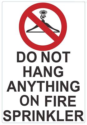 DO NOT Hang Anything ON FIRE Sprinkler Sign(White,Double Sided ...