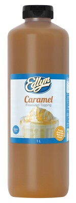 Caramel EDLYN FLAVOUR TOPPING SYRUP 1L Bottle Thick Shake Milkshakes ...