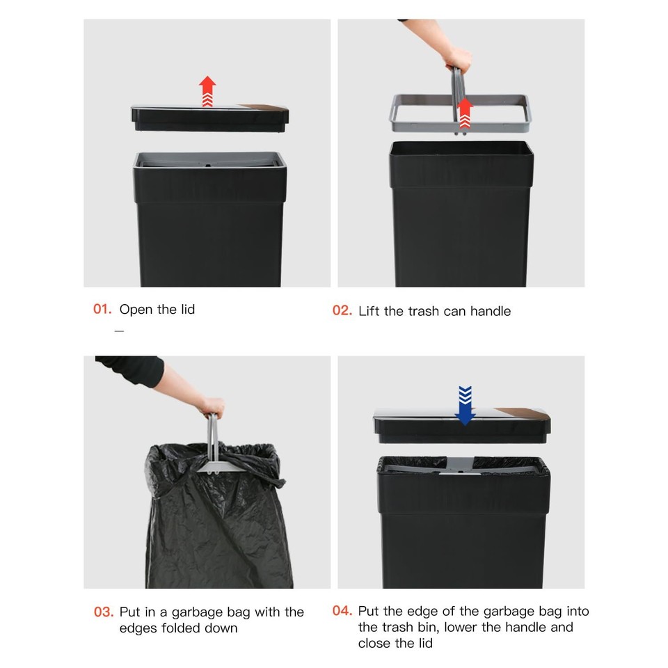 13 Gallon Kitchen Trash Can Motion Sensor Automatic Touch Free Garbage ...