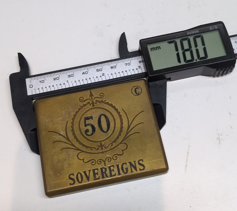 ANTIQUE BRASS 50 & 10 SOVEREIGN COIN WEIGHTS GOLD SCALE BALANCE TRADE ...