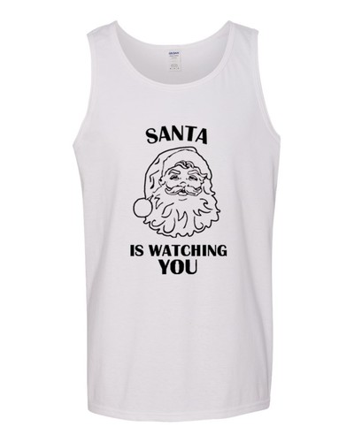 Men's Tank Top Santa Is Watching You T Shirt Christmas Xmas T-shirt Tee ...