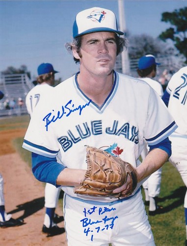 BILL SINGER TORONTO BLUE JAYS 1ER PITCH BLUE JAYS HISTOIRE 4-7-7 SIGNÉ ...