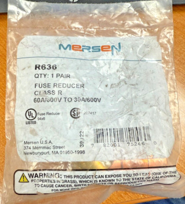 New! R636 MERSEN Fuse Reducer Class R ~ 60Amp/600V to 30AMP/600V | eBay