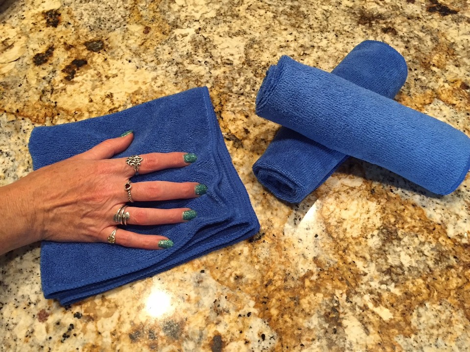 6 BLUE NAVY MICROFIBER CLEANING WASH CLOTH KITCHEN TOWEL 16"x16 ...