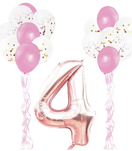 4TH Birthday Party Decorations Kit-Giant Rose Gold Number 4 Foil ...