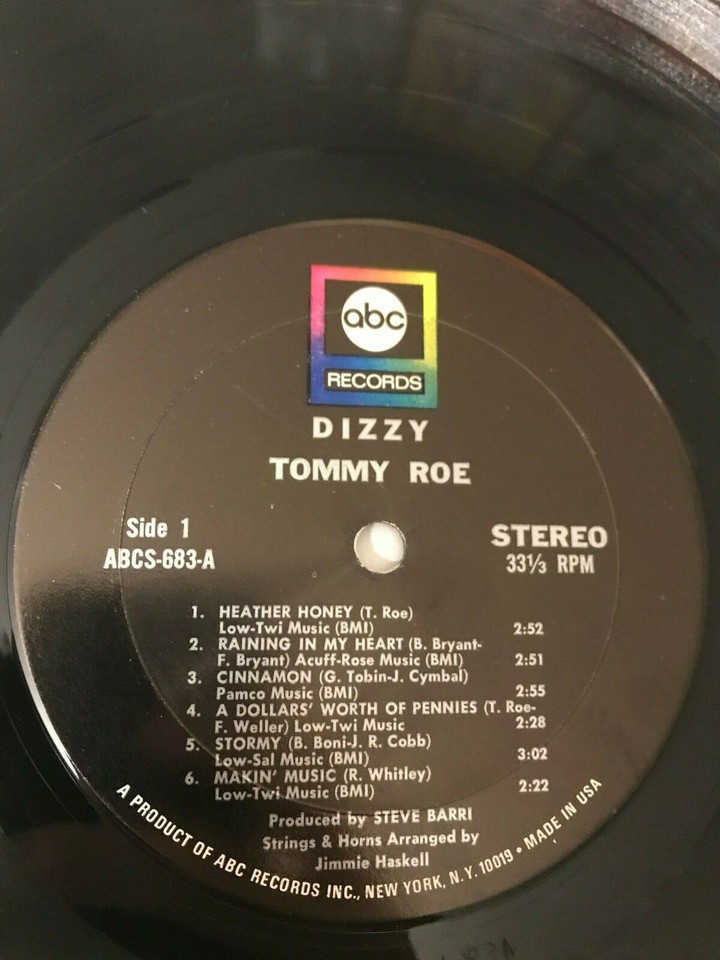 Tommy Roe Dizzy Rock Record lp original vinyl album | eBay