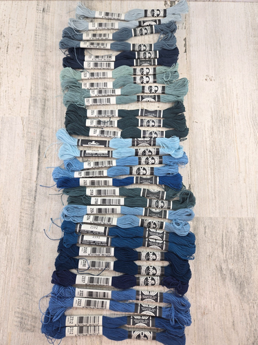 DMC Flower Thread Floss 31 Skeins of Blues Cross Stitch | eBay