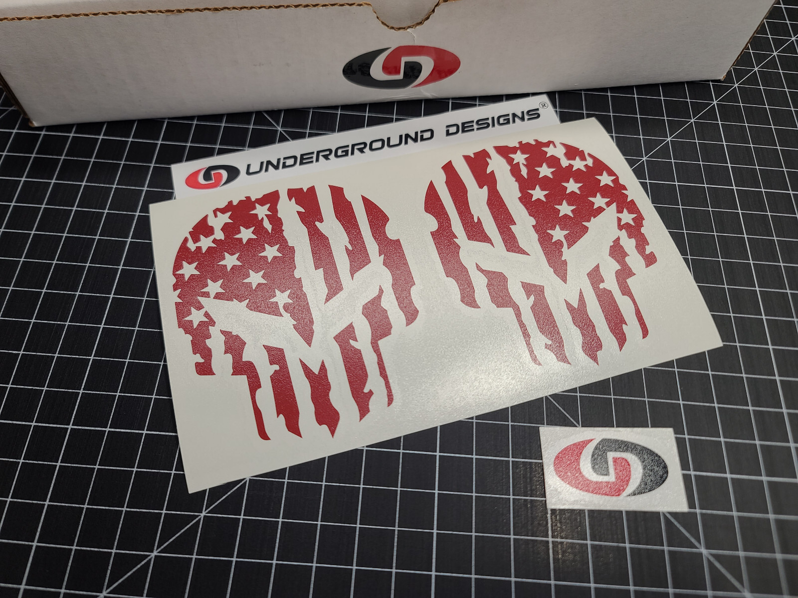 Corvette Skull Decals (2pk) American Flag Racing Stickers C5 C6 C7 C8 ...