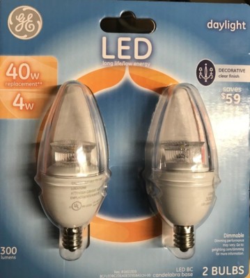 GE 40W LED Candelabra Base Bulbs Daylight Dimmable - Pack of 2 | eBay