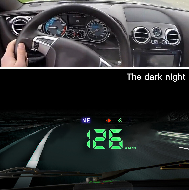 HUD Head-up Display Car GPS Speedometer MPH KM/H Overspeed Alarm Light ...