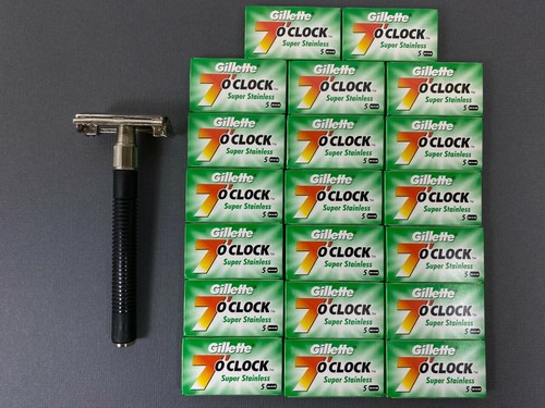 100 Gillette Double Edge Blades Russia & Classic Butterfly Safety Razor ...