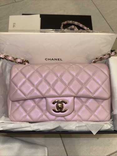 Chanel 21s Iridescent Pink Mini Classic Ghw Preowned | eBay