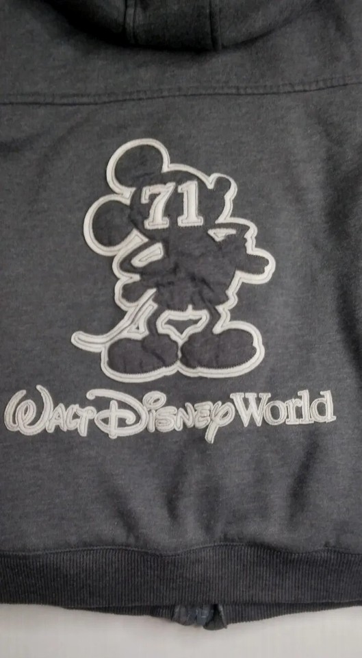 Mickey Mouse Disneyland Hoodie Womens Med Full Zip Faux Fur Lined Gray ...