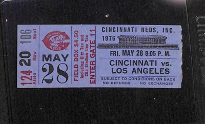 MAY 28, 1975 LOS ANGELES DODGERS @ CINCINNATI REDS TICKET STUB | eBay