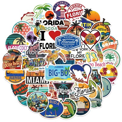 50 Pack Florida Stickers FL Sunshine State Decals Laptop Hydro Free ...