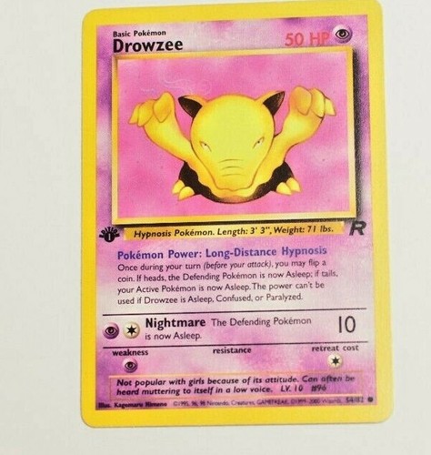 1st Edition Drowzee - Non Holo - 54/82 Team Rocket Set - Pokemon TCG ...