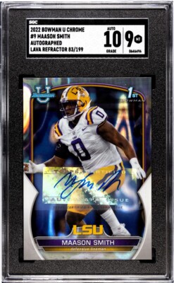 2020 Bowman Chrome U Maason Smith Auto Lava Refractor LSU Tigers /199 ...