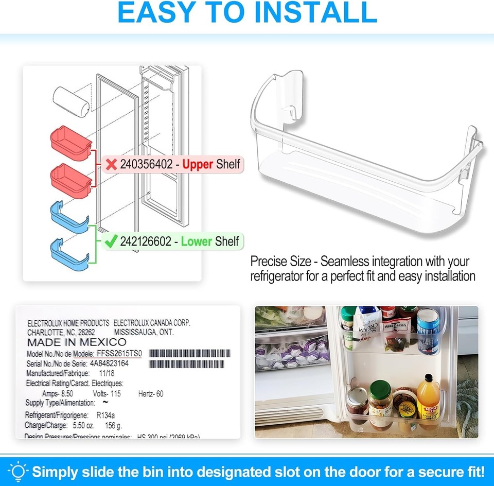Door Bin Shelf Replacement For Frigidaire LFSS2612TF4 LFSS2612TP0 ...