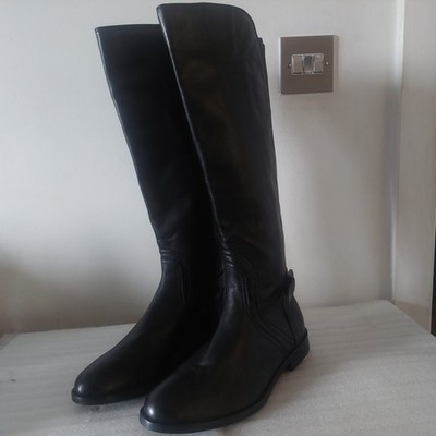 CLARKS EDALENA WISH WOMENS BLACK LEATHER EQUESTRIAN STYLE LONG BOOTS UK ...