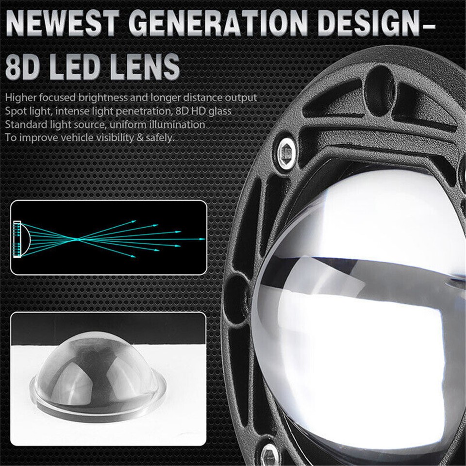 LED Lens Fog Lamp Flush Mount Work Light Driving Lights Trim Round For ...