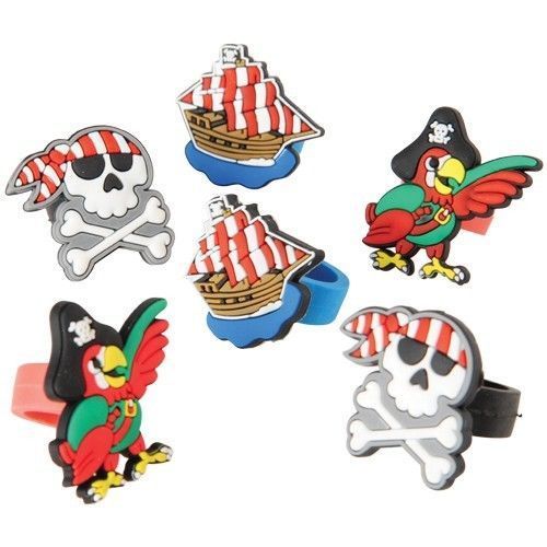 12 Pirate Jolly Roger Rubber Rings Birthday Party Goody Bag Favor ...