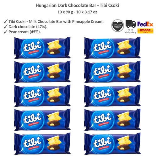Hungarian Tibi Csoki - Dark Chocolate Bar Filled with Pineapple Cream ...