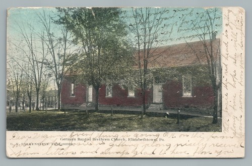 German Baptist Brethren Church ELIZABETHTOWN Pennsylvania UDB Antique ...