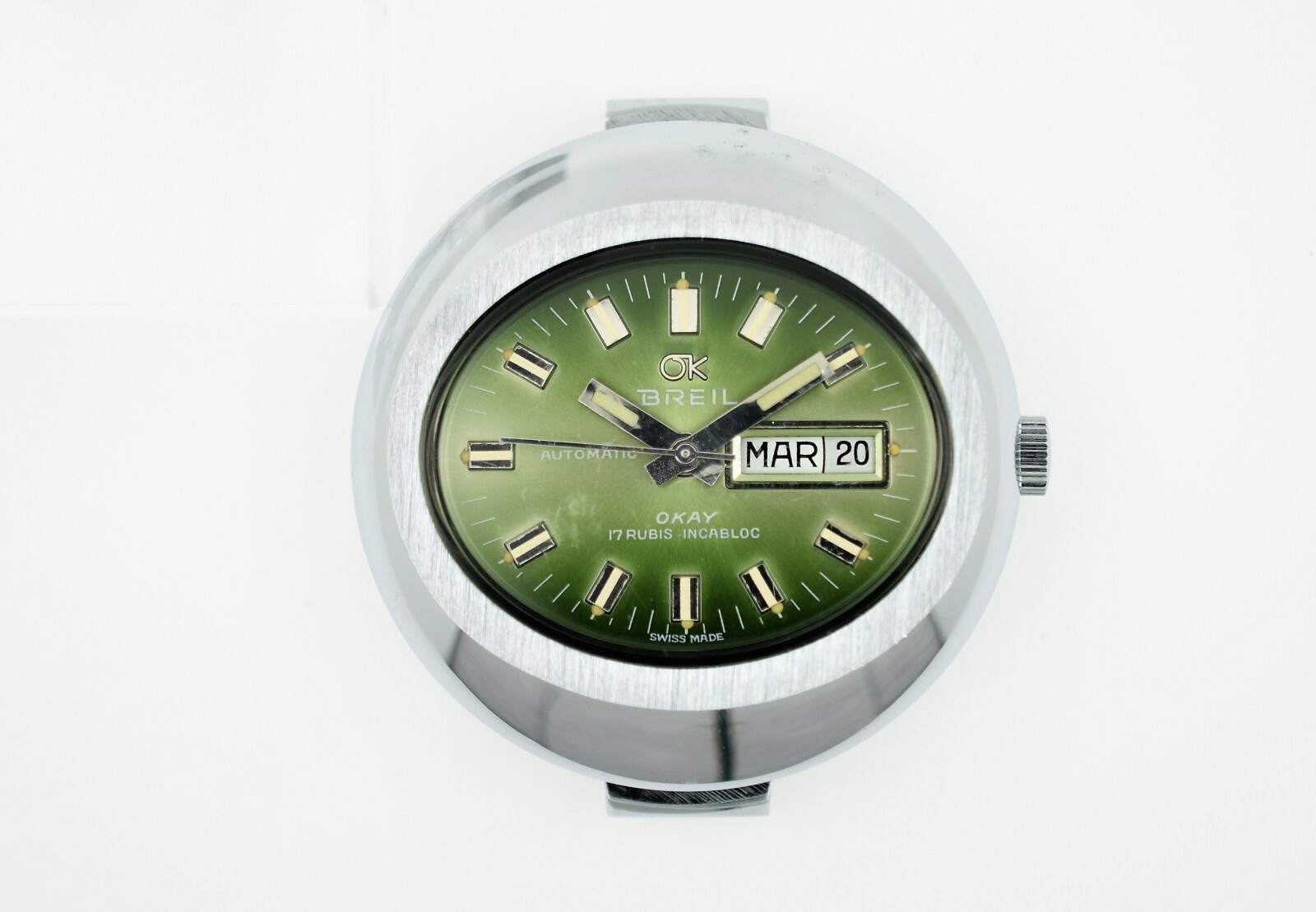 BREIL OK Okay Vintage NOS Automatic Swiss Day Date Watch Ronda 1239-21 ...