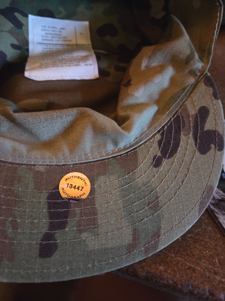 president DONALD TRUMP signed camo U.S ARMY cap patrol HAT + holo+ ...